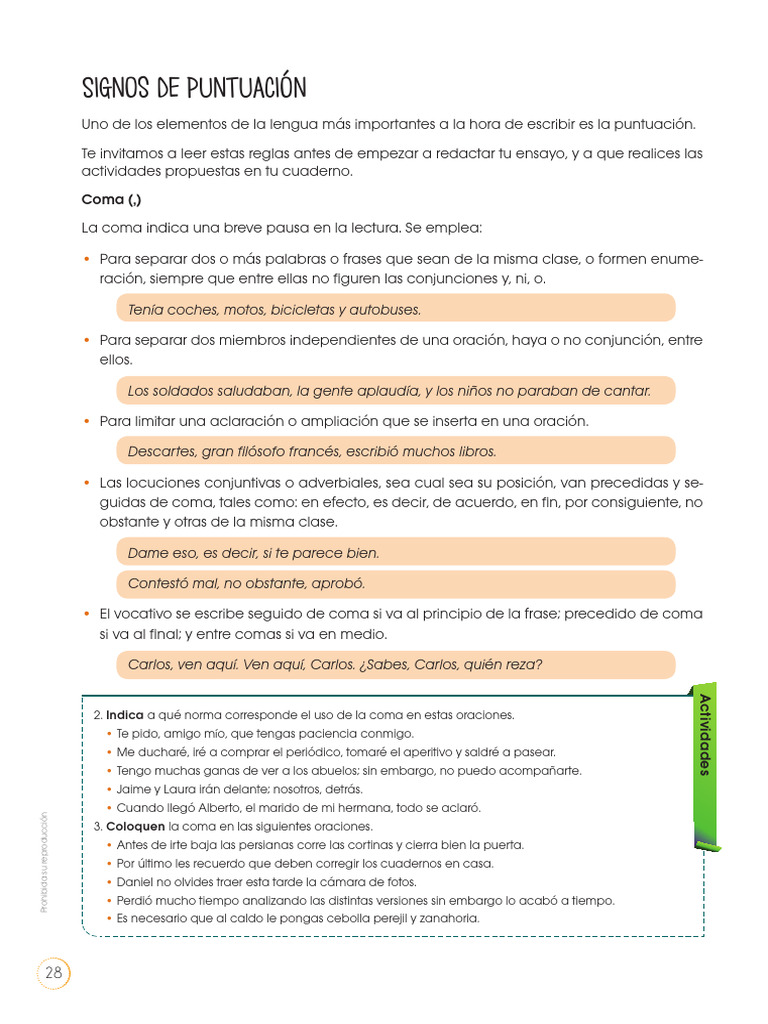 Uso de signos de puntuación en oraciones | PDF | Coma | Puntuación