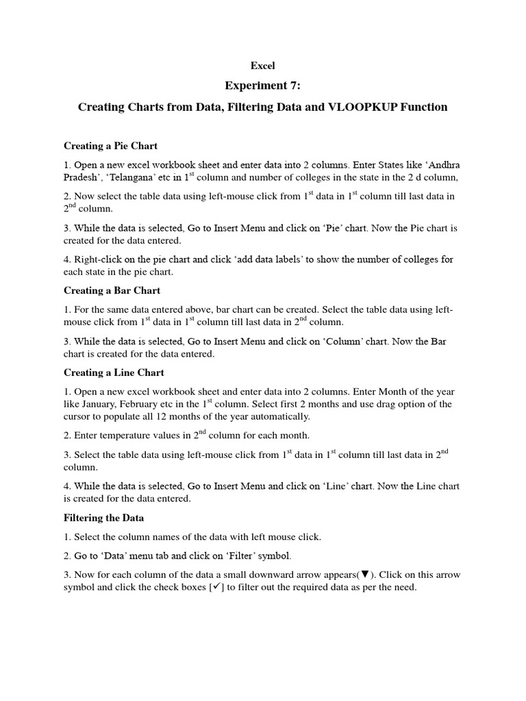 Experiment 7 Ms Excel Pdf Microsoft Excel Computer Programming