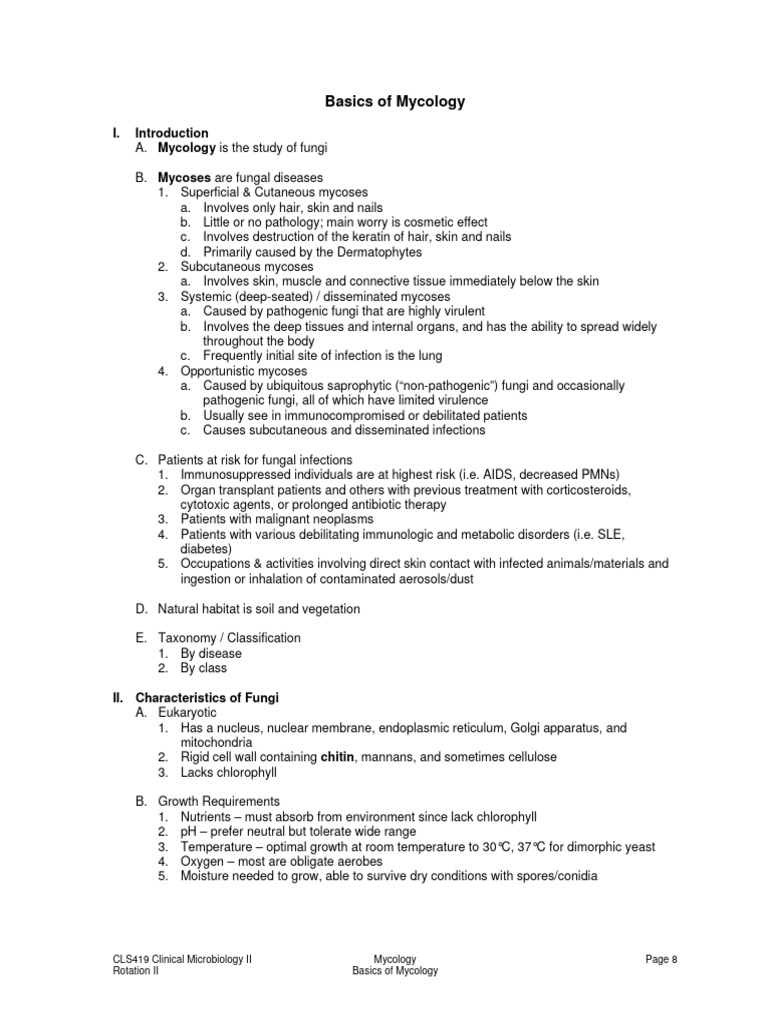 Mycology_Manual_10-11_Basics_of_Mycology_Lecture_ | PDF | Fungus | Yeast