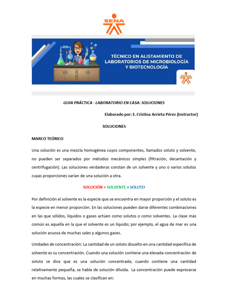 Guia Practica Lab en Casa - Soluciones | PDF | Concentración | Química ...