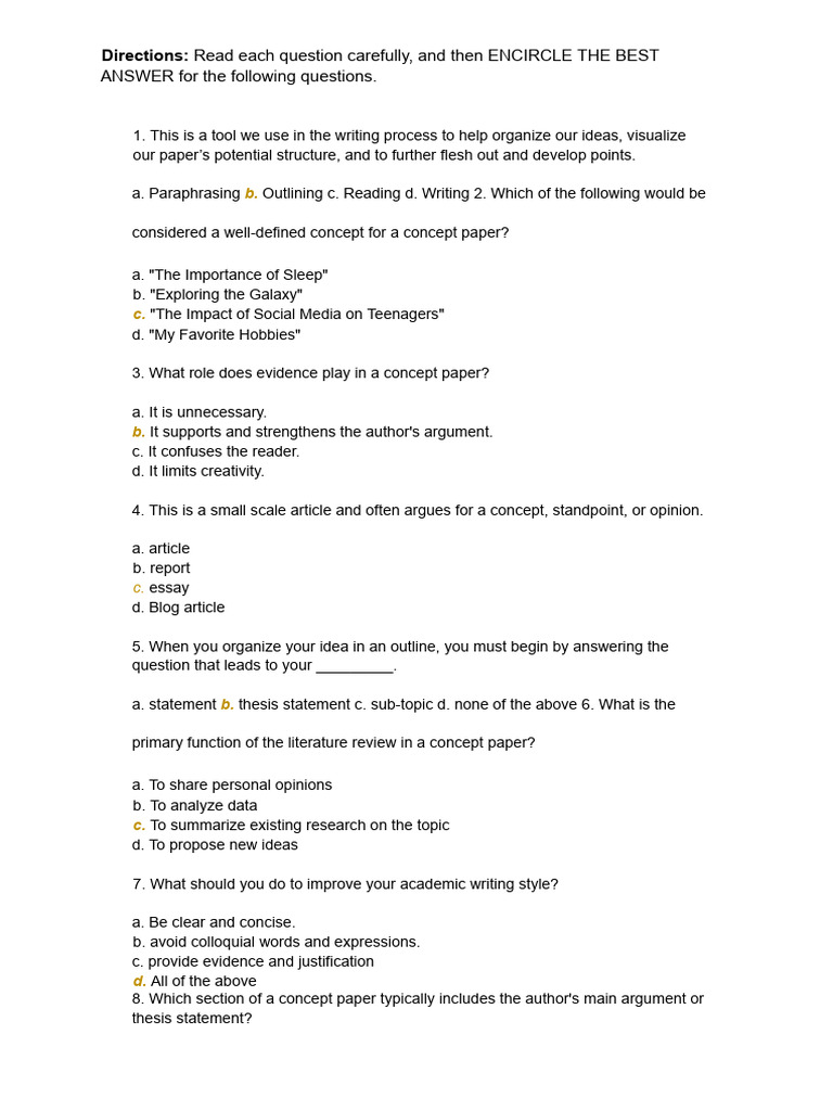 EAPP Final Exam Final Version | PDF | Idea | Concept