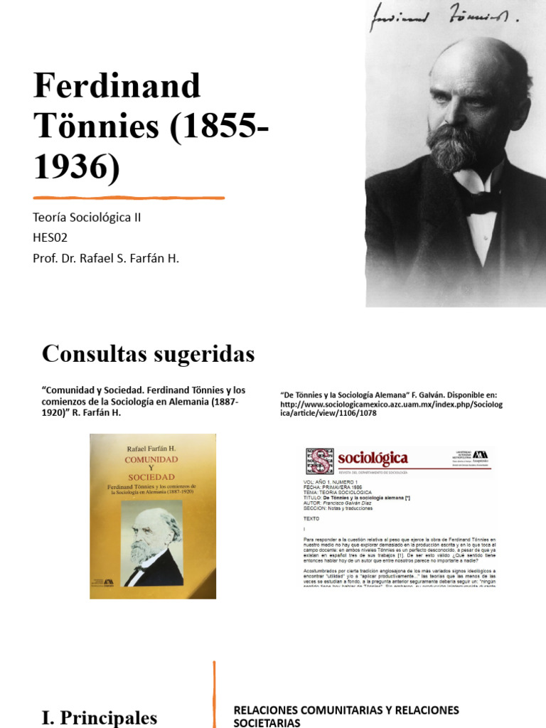 Ferdinand Tönnies - Comunidad y Sociedad Wessenwill - Kurtwill | PDF