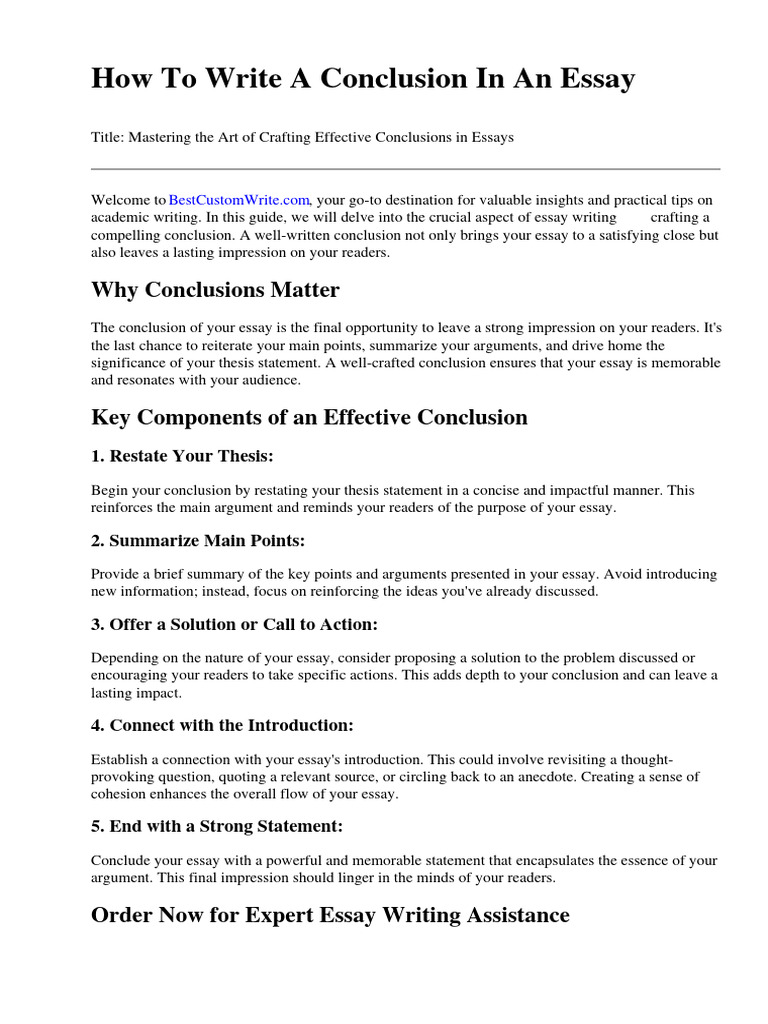 How To Write A Conclusion in An Essay | PDF | Essays | Thought