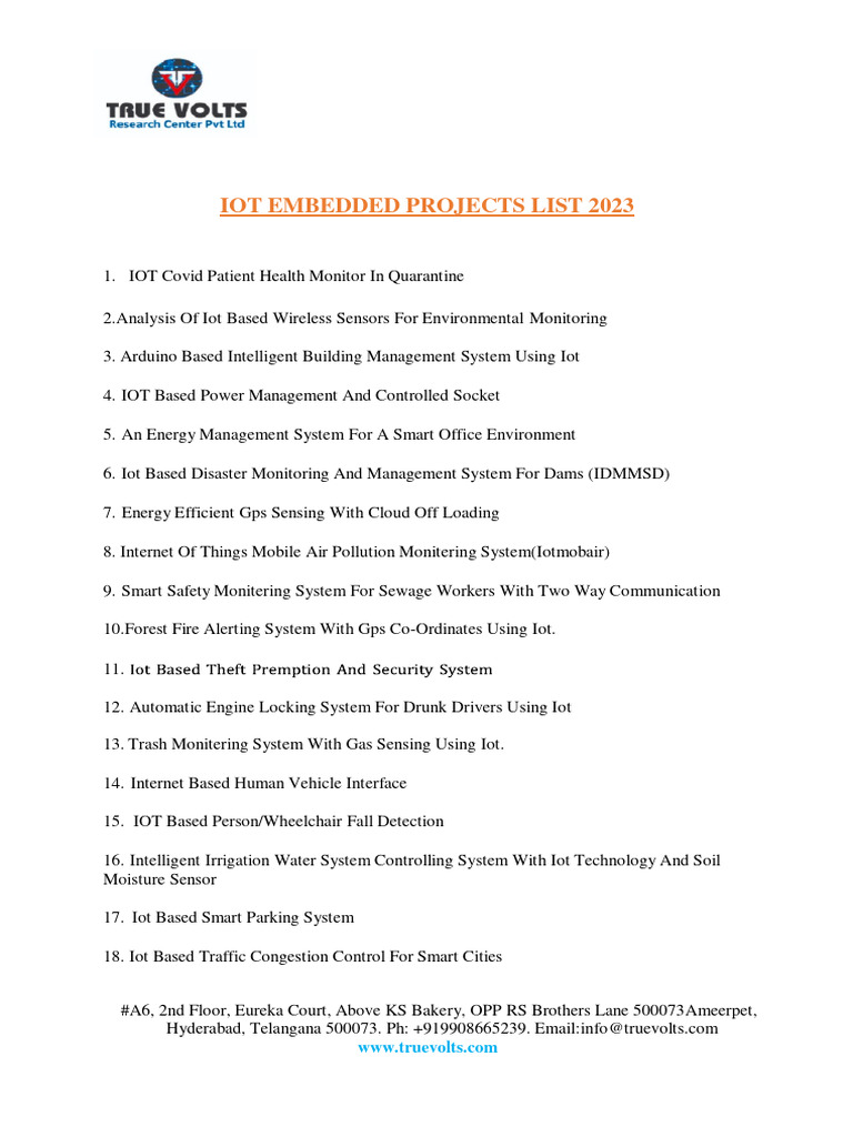 Iot Embedded Projects List 2023-24 | PDF | Internet Of Things | Home Automation