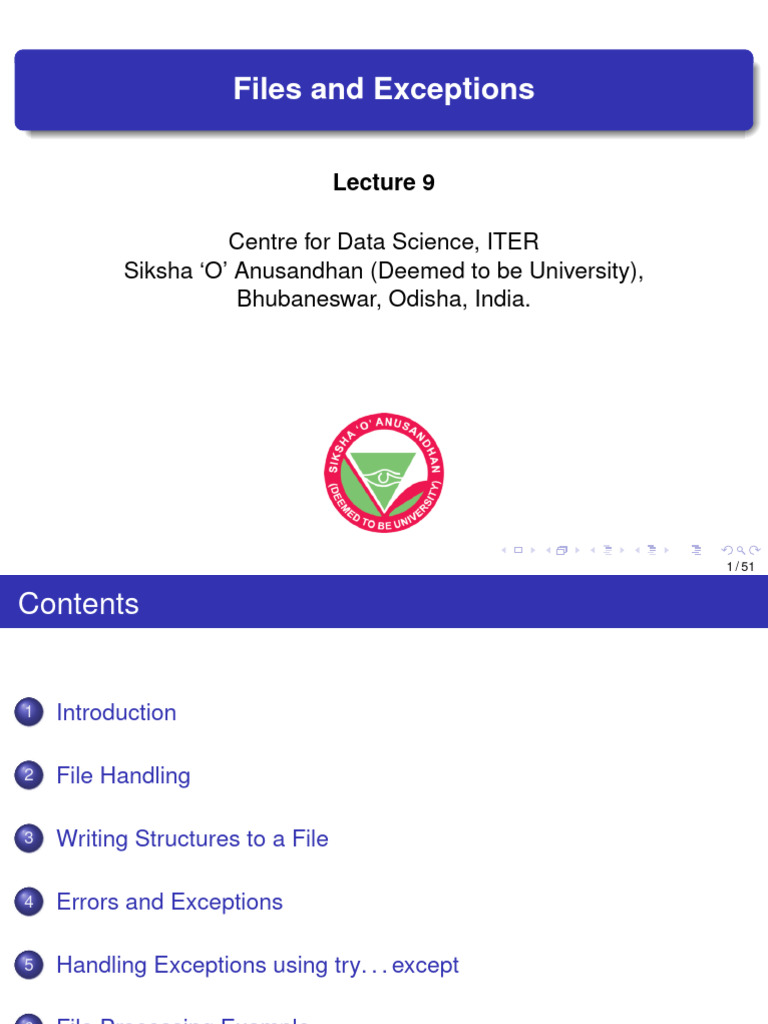 Lecture-9 (Files and Exceptions) | PDF | Computer File | Parameter (Computer Programming)