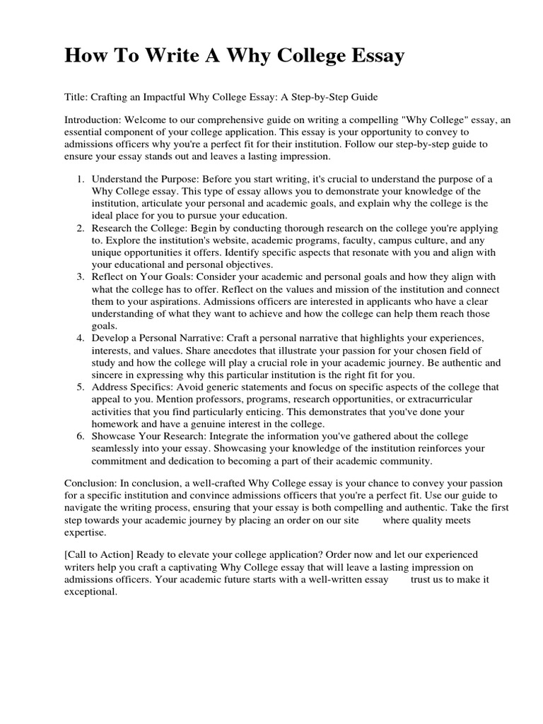How To Write A Why College Essay | PDF | Essays | Narrative