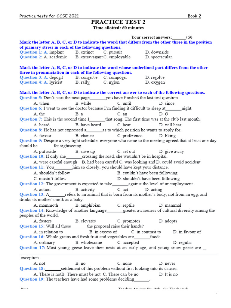 PRACTICE-TEST-2-converted | PDF | Glacier | Ice Age