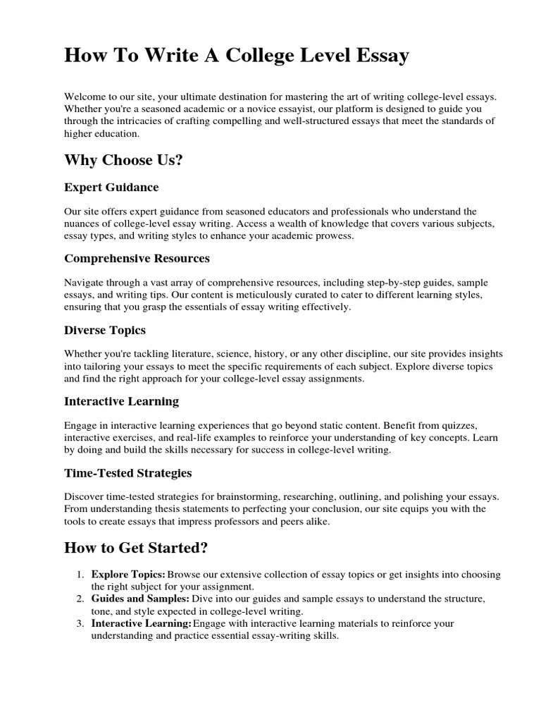 How To Write A College Level Essay | PDF | Essays | Learning