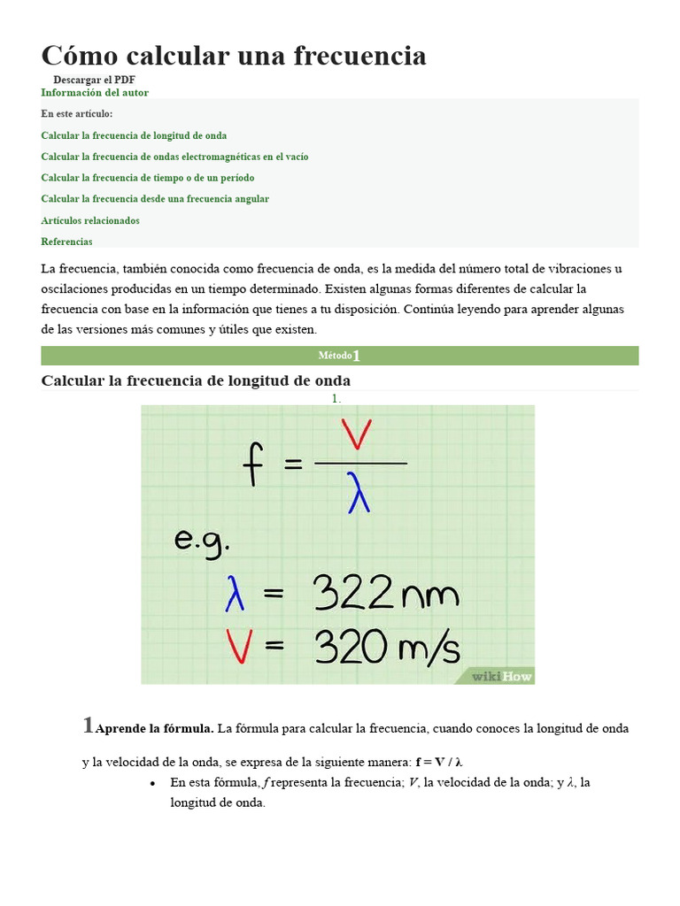 Cómo Calcular Una Frecuencia | PDF | Frecuencia | Longitud de onda