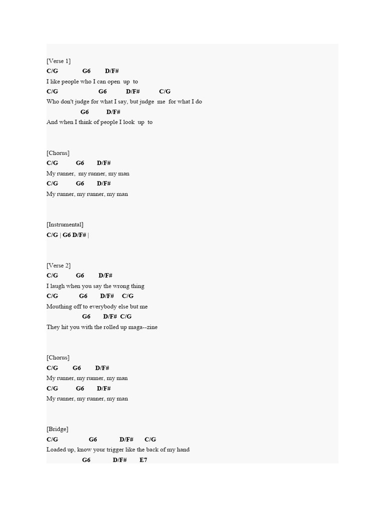 Runner Chords and Lyrics by Alex G | PDF