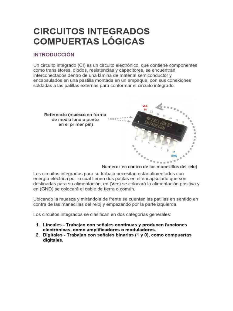 Circuitos Integrados Compuertas Logicas | PDF | Puerta lógica ...