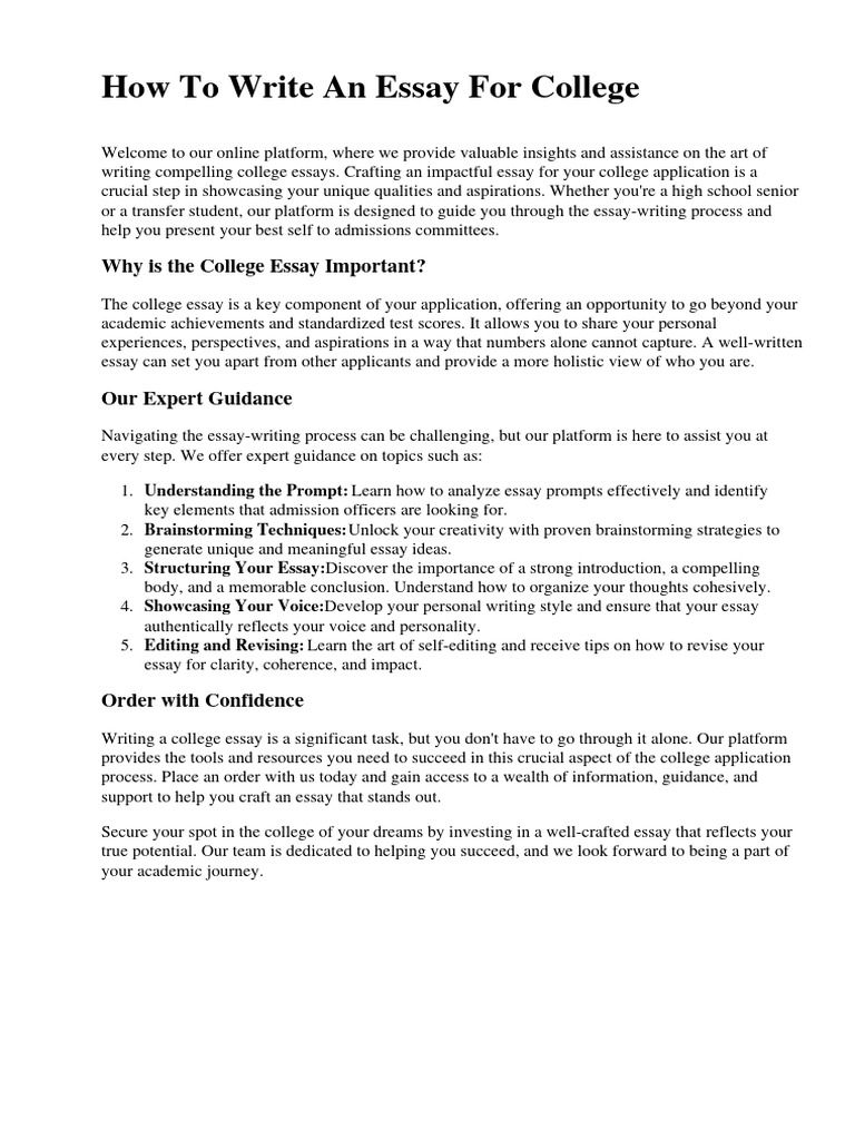 How To Write An Essay For College | PDF