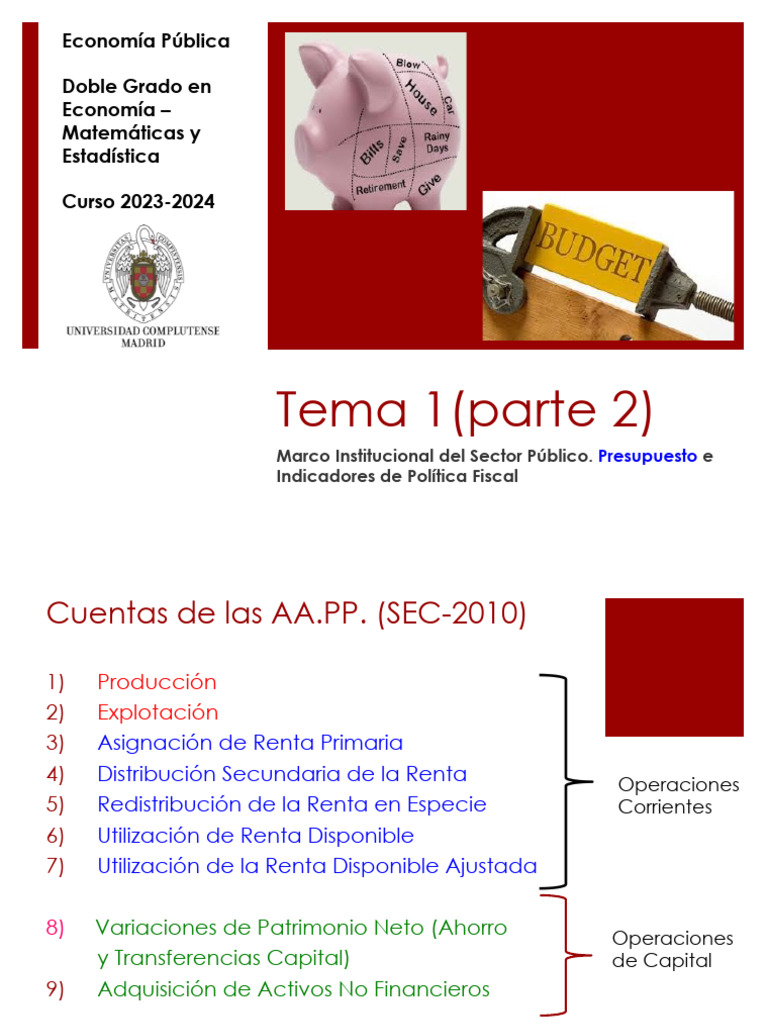 Tema 1 Parte 2 | PDF | Presupuesto | Dinero
