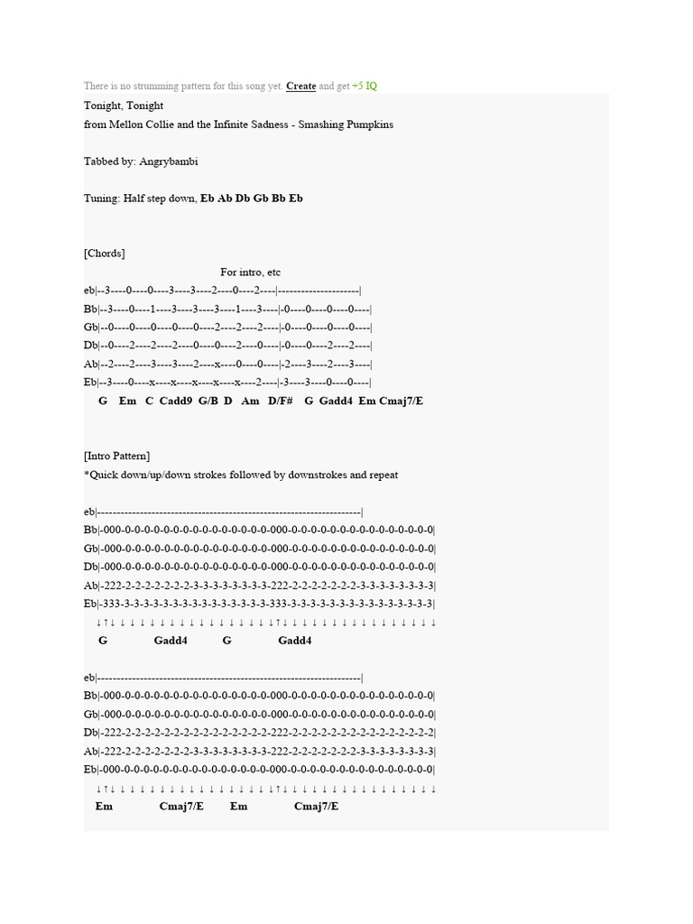 Tonight Tonight Smashing Pumpkins Chords | PDF | Song Structure | Music ...