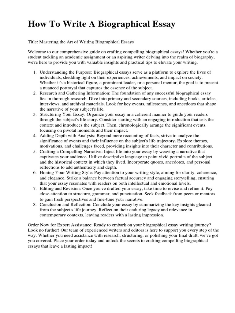 Biographical Essay Writing Guide | PDF | Essays | Biography