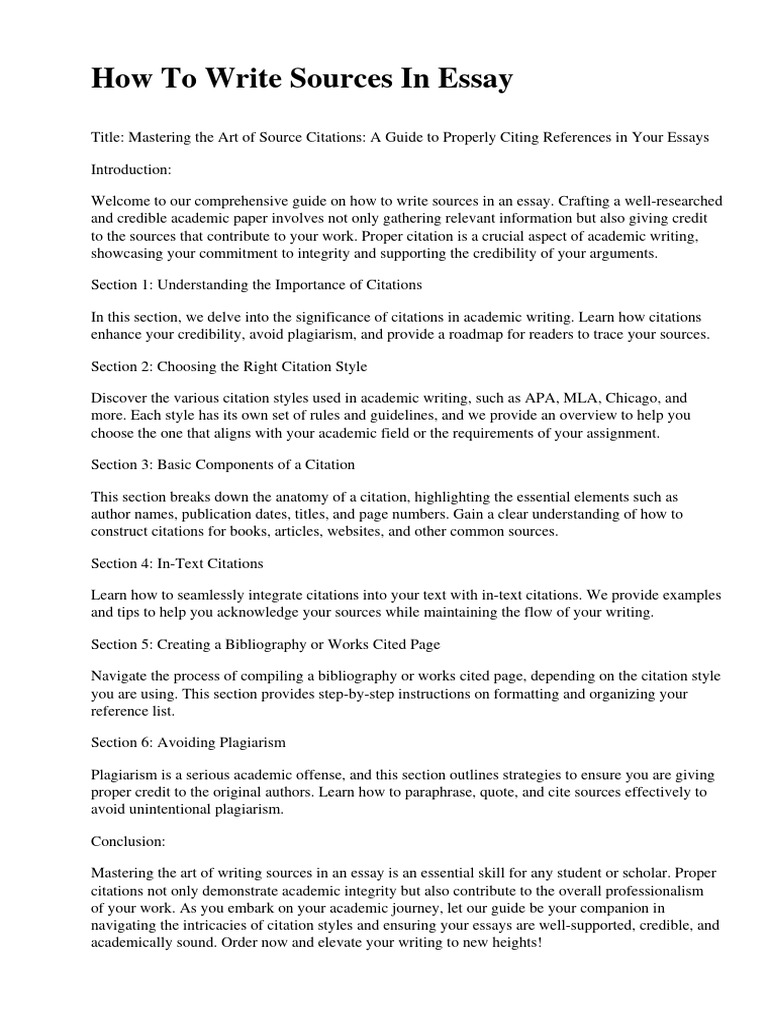 How To Write Sources in Essay | Download Free PDF | Citation | Plagiarism