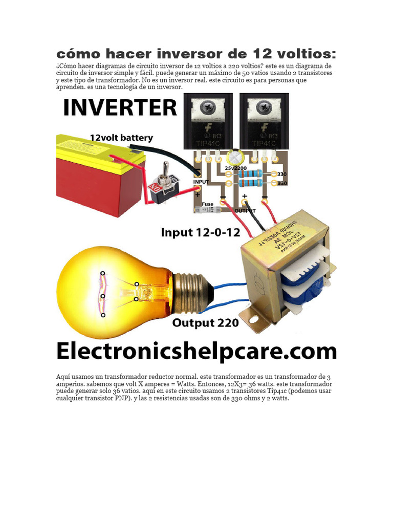cómo hacer inversor de 12 voltios | PDF | Voltio | Inversor de energia