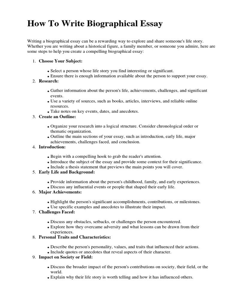 Writing a Biographical Essay Guide | PDF | Essays | Biography
