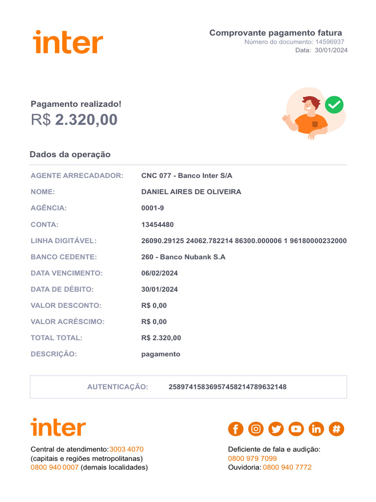 Comprovante Inter | PDF