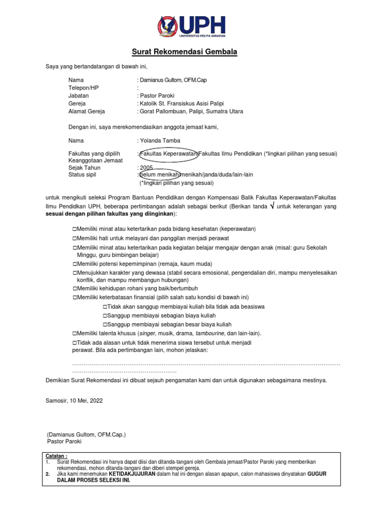 Rekomendasi Gereja Ypph Final | PDF