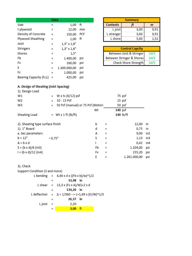 Calculation Formwork for GIS Building (Slab Staging) | PDF | Building Technology | Mechanics