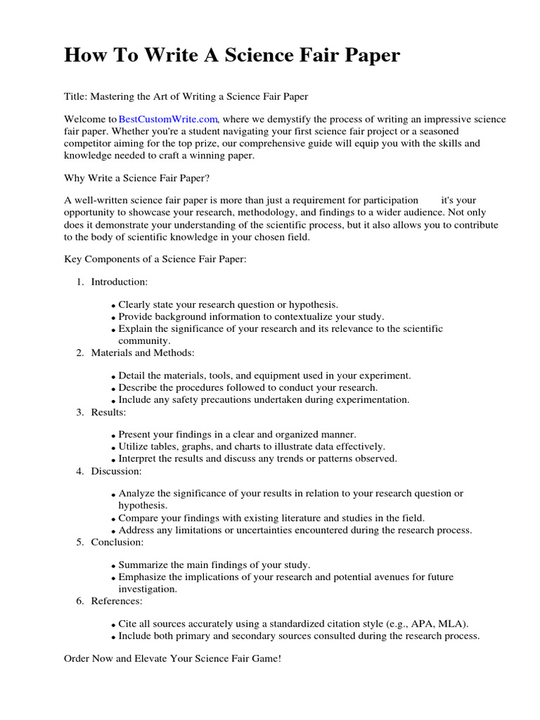 How To Write A Science Fair Paper | PDF | Science | Methodology