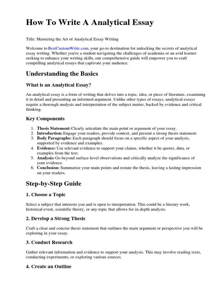 How To Write A Analytical Essay | PDF | Essays | Analysis