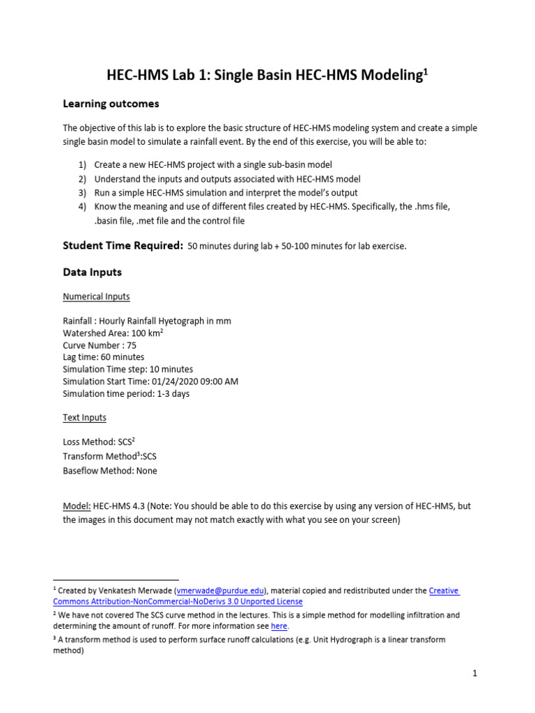 HEC-HMS - Lab 1 - 2024 | PDF | Drainage Basin | Computer File