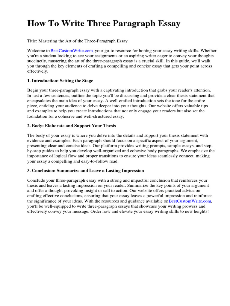 How To Write Three Paragraph Essay | PDF