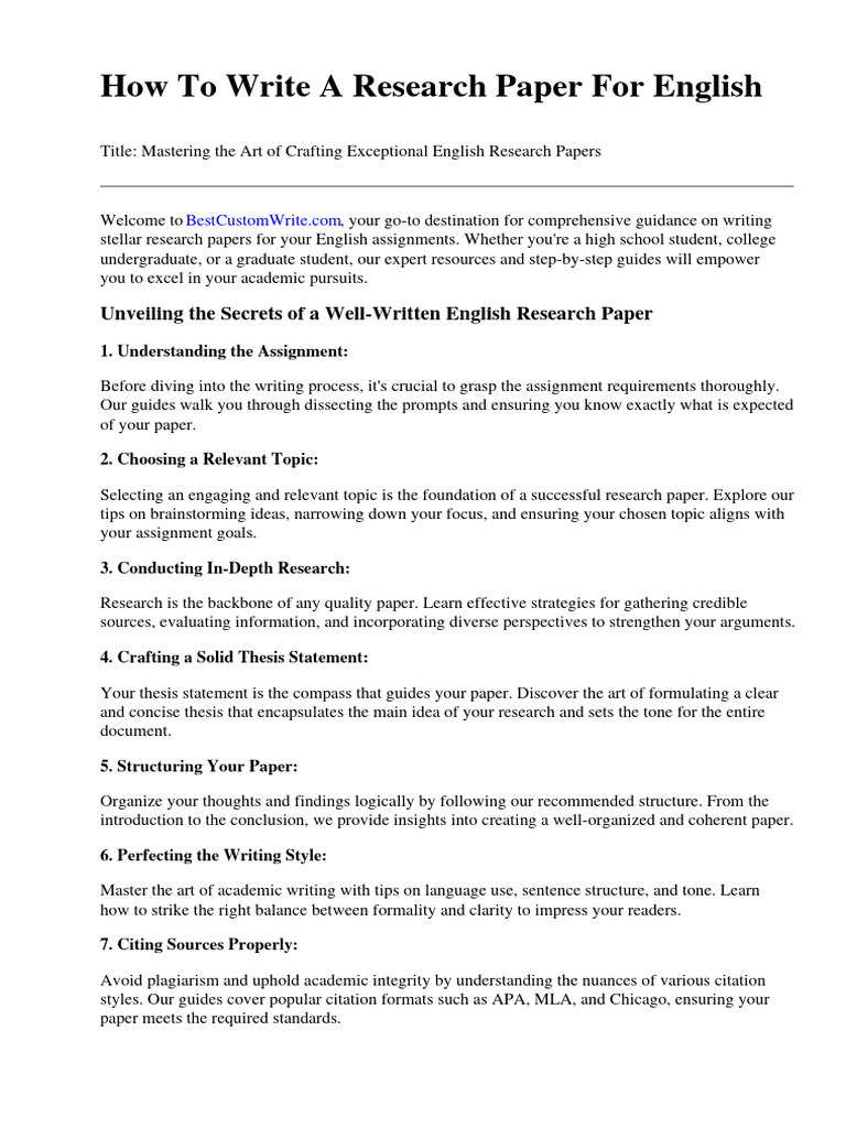 How To Write A Research Paper For English | PDF | Academic Publishing ...