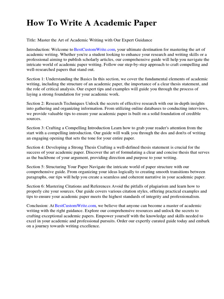 Guide to Writing Academic Papers | PDF | Academic Publishing | Critical ...