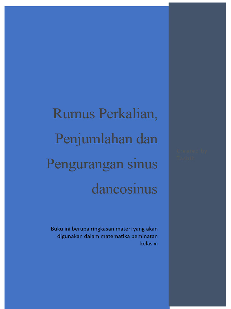 Rumus Perkalian Sinus Dan Kosinus Rangkuman | PDF