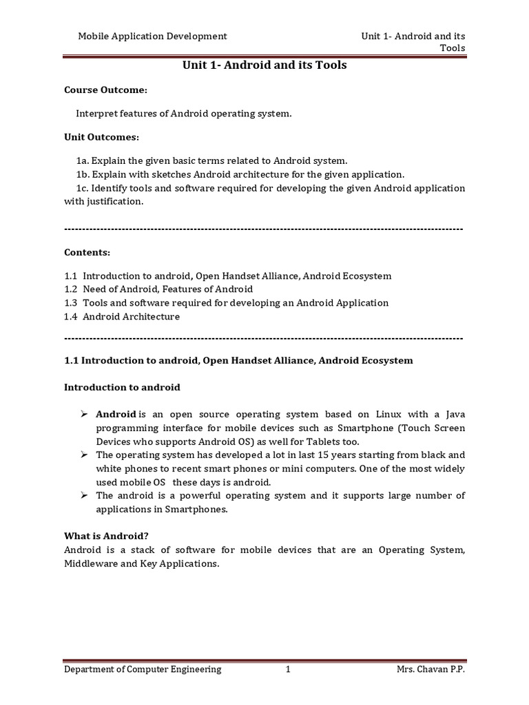 Unit 1 Android And Its Tools Pdf Android Operating System Application Software 