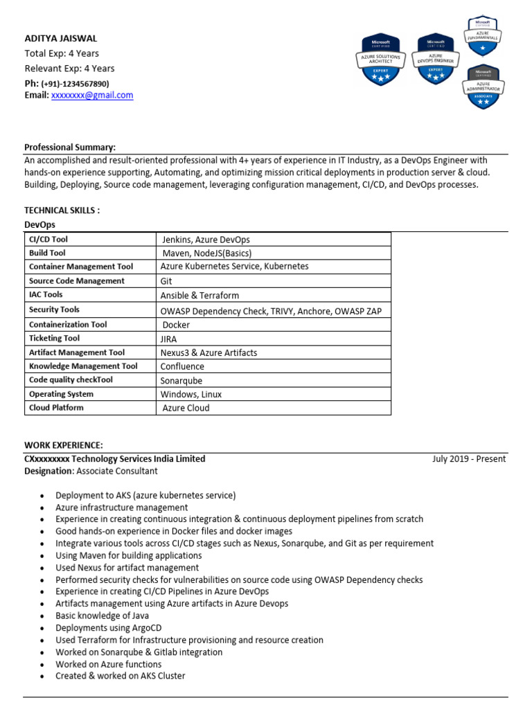 DevOps Resume by DevOps Shack | Download Free PDF | Microsoft Azure ...