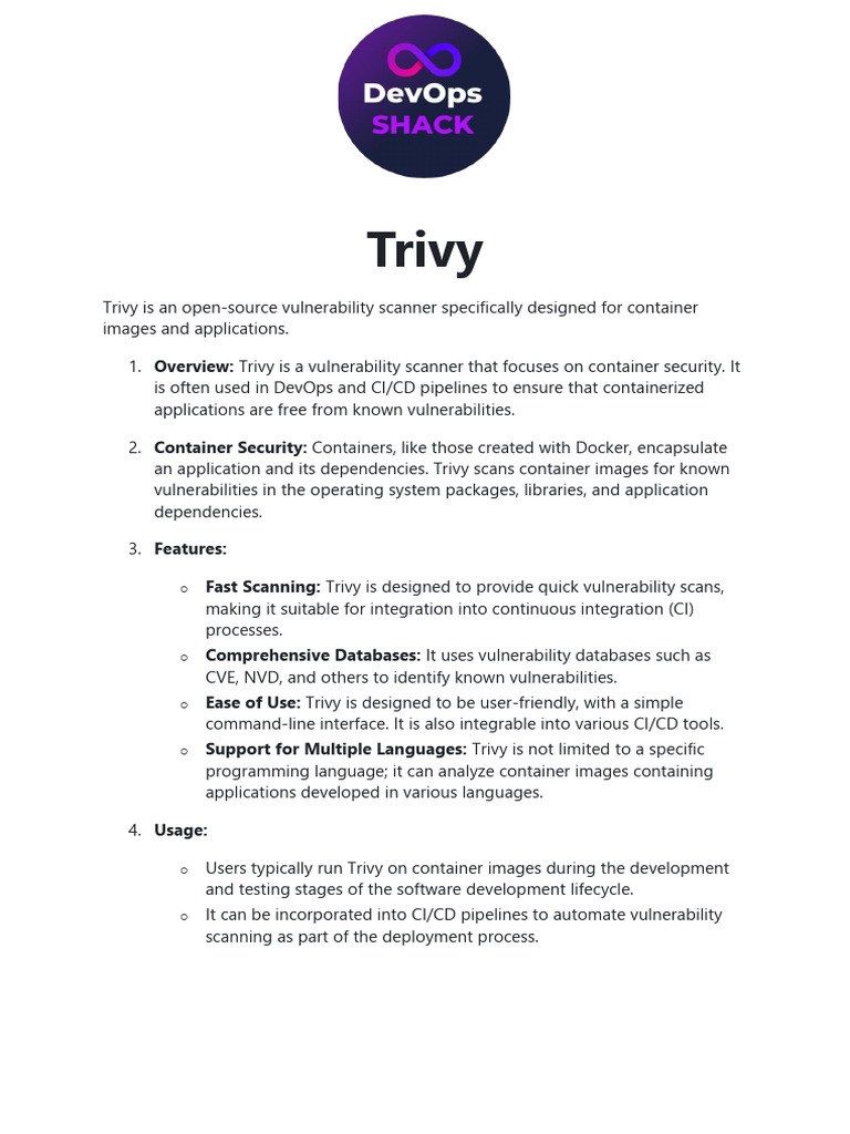Trivy | PDF | Image Scanner | Vulnerability (Computing)