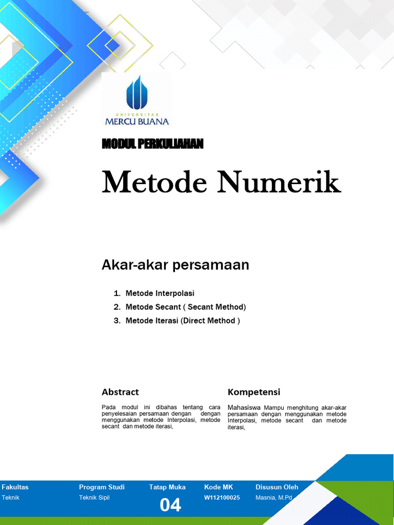 Metode Numerik untuk Akar Persamaan | PDF