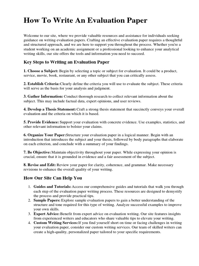 How To Write An Evaluation Paper | PDF | Evaluation | Information