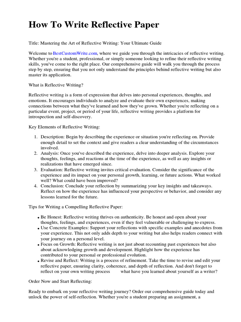 How To Write Reflective Paper | PDF | Experience | Thought