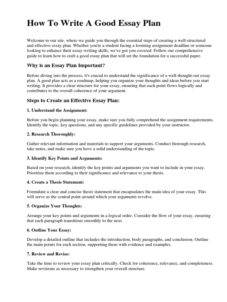 Crafting an Effective Essay Plan Guide | PDF | Essays | Argument
