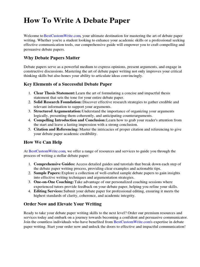 How To Write A Debate Paper | Download Free PDF | Communication | Argument
