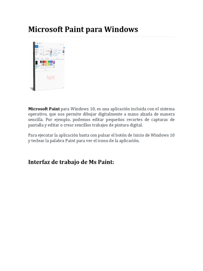 Partes y funciones de Microsoft Paint | PDF
