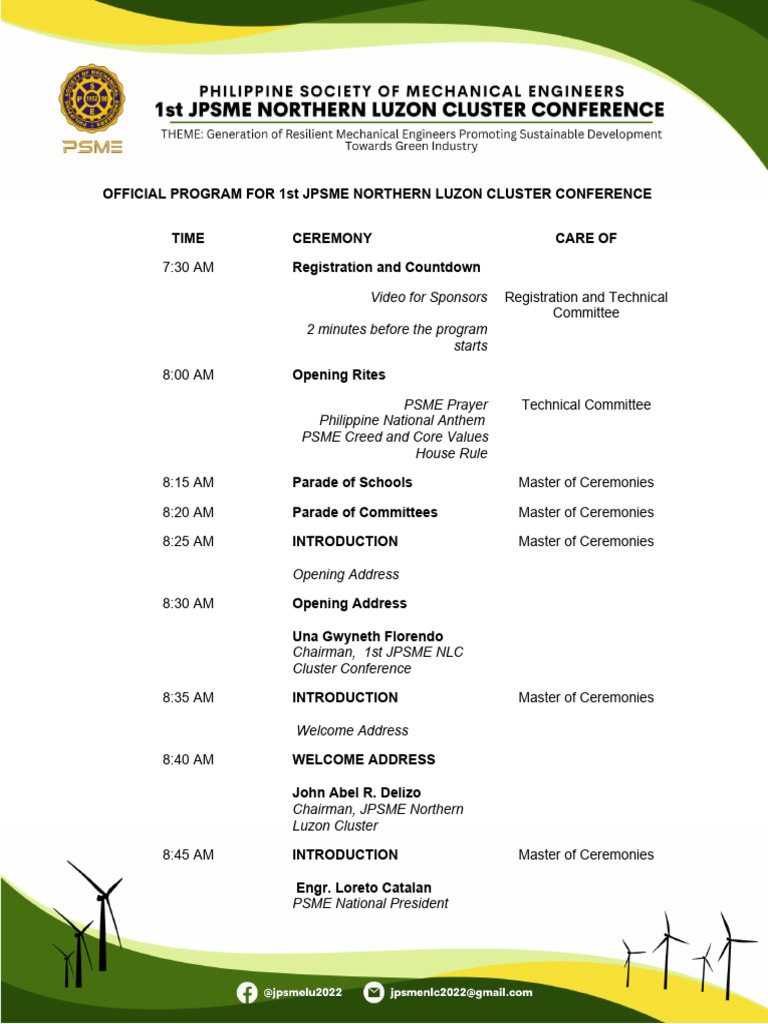 1st Technical Students' Conference [PROGRAM] (1) | PDF | Engineering | Design