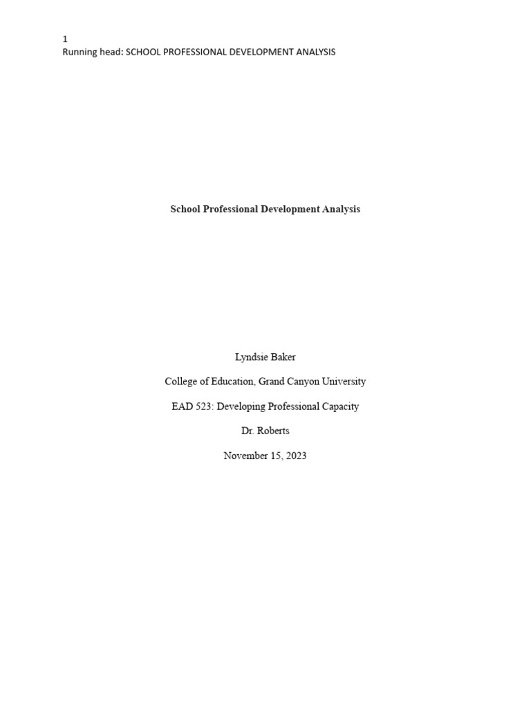 School Professional Development Analysis | PDF | Teachers | Reading ...