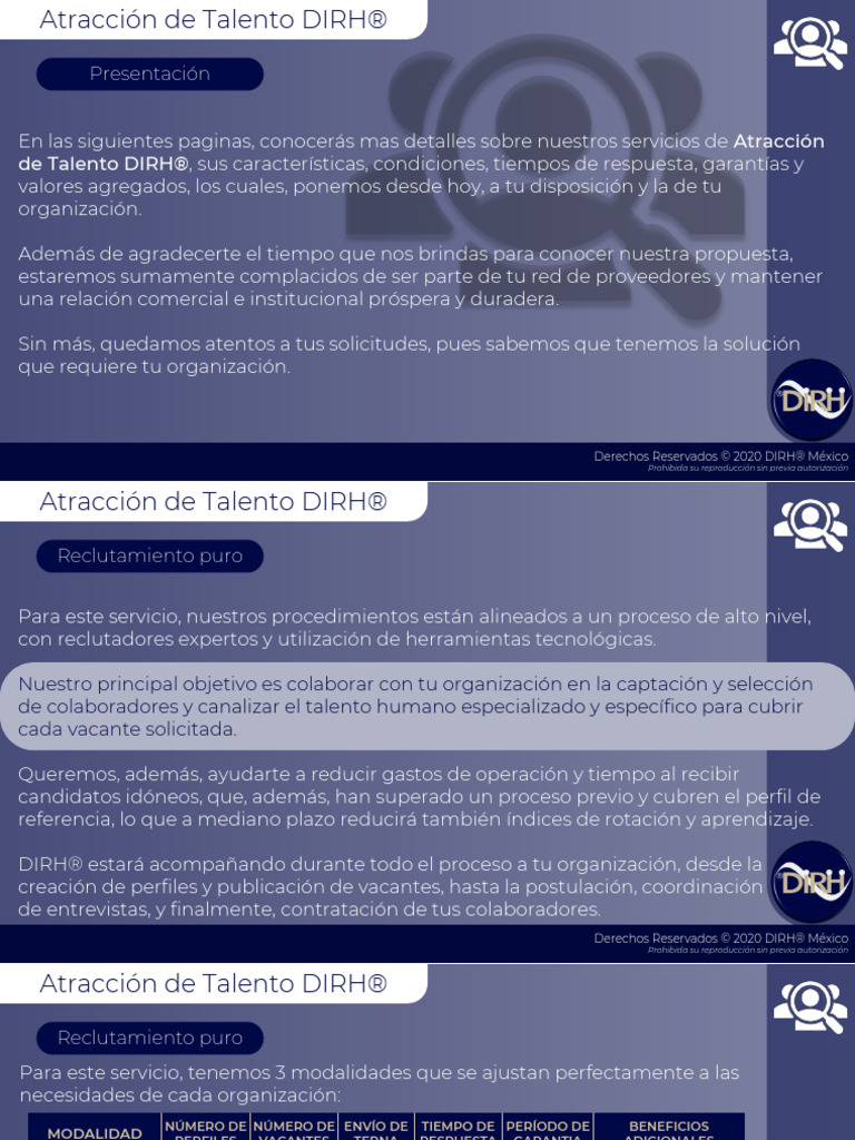 Atracción de Talento DIRH® (Brochure) | PDF | Reclutamiento | Economias