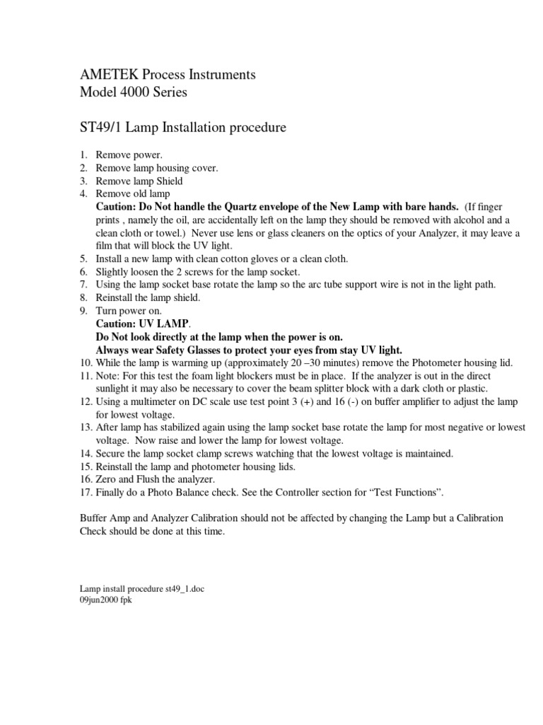Lamp Installation Guide | PDF