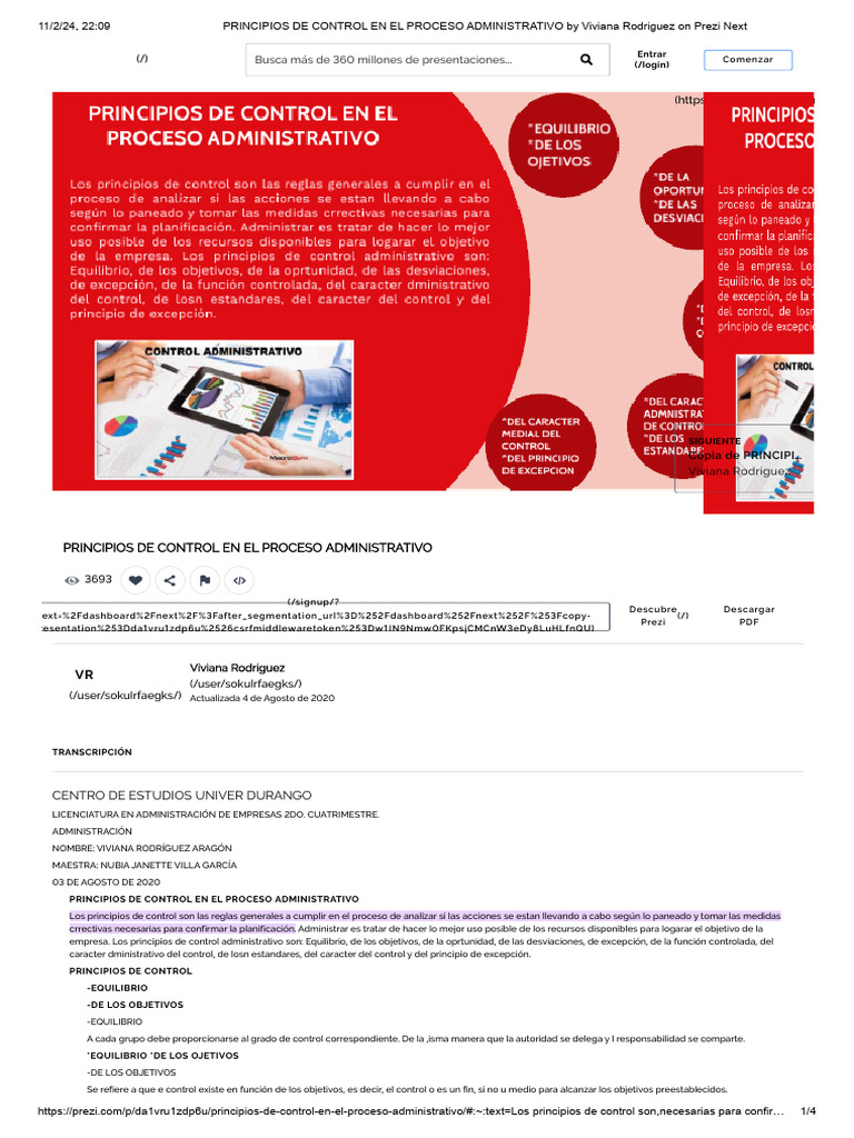 PRINCIPIOS DE CONTROL EN EL PROCESO ADMINISTRATIVO by Viviana Rodriguez ...