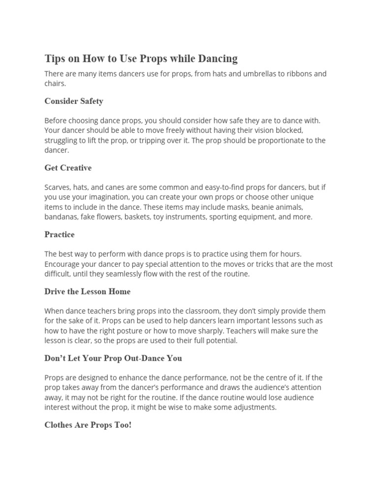 Tips On How To Use Props While Dancing | PDF