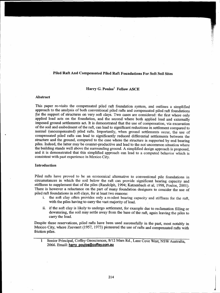 5 Piled Raft and Compensated Piled Raft Foundations For Soft Soil Sites ...