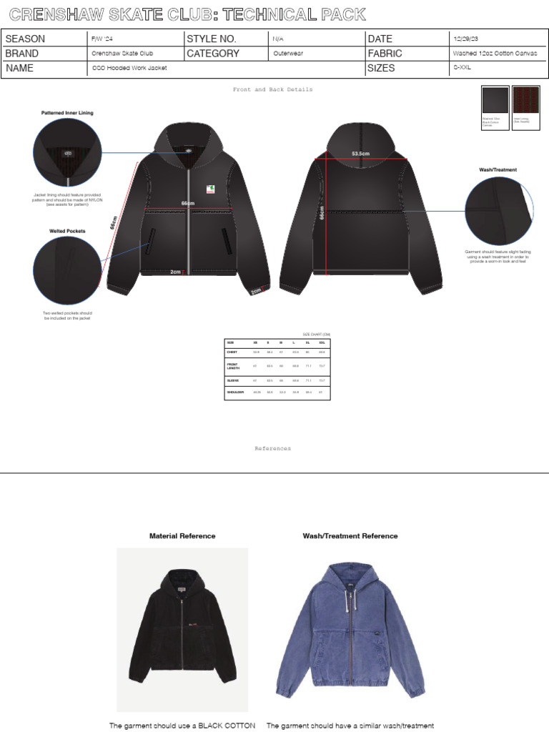 CSC, Hooded Work Jacket Tech Pack (Compressed) | PDF | Dyeing ...