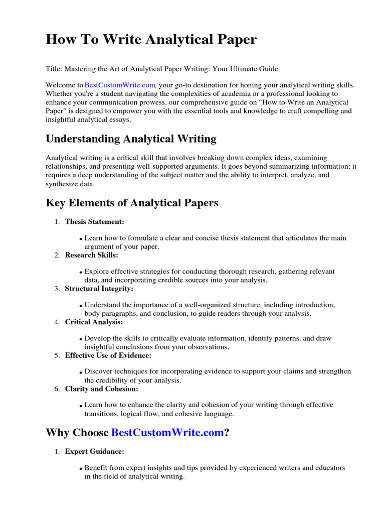 How To Write Analytical Paper | PDF | Critical Thinking | Human ...